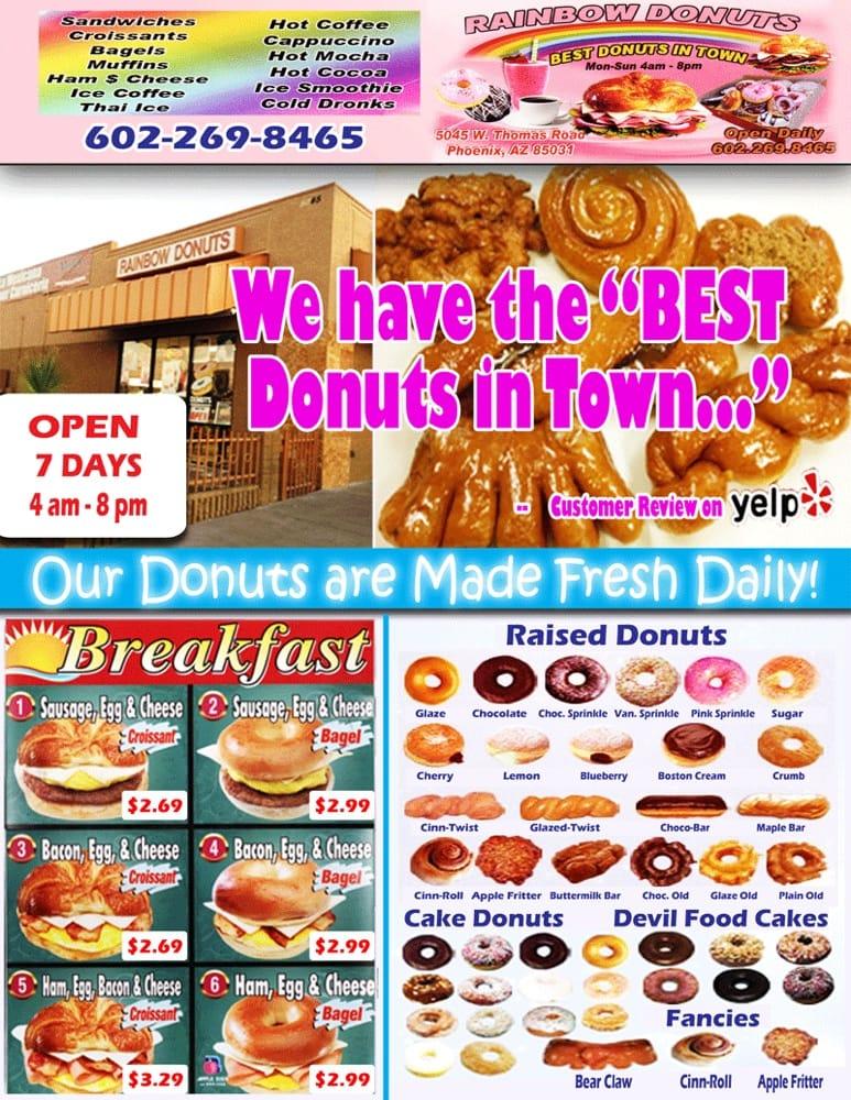 Menu at Rainbow Donuts cafe, Phoenix, W Thomas Rd #151