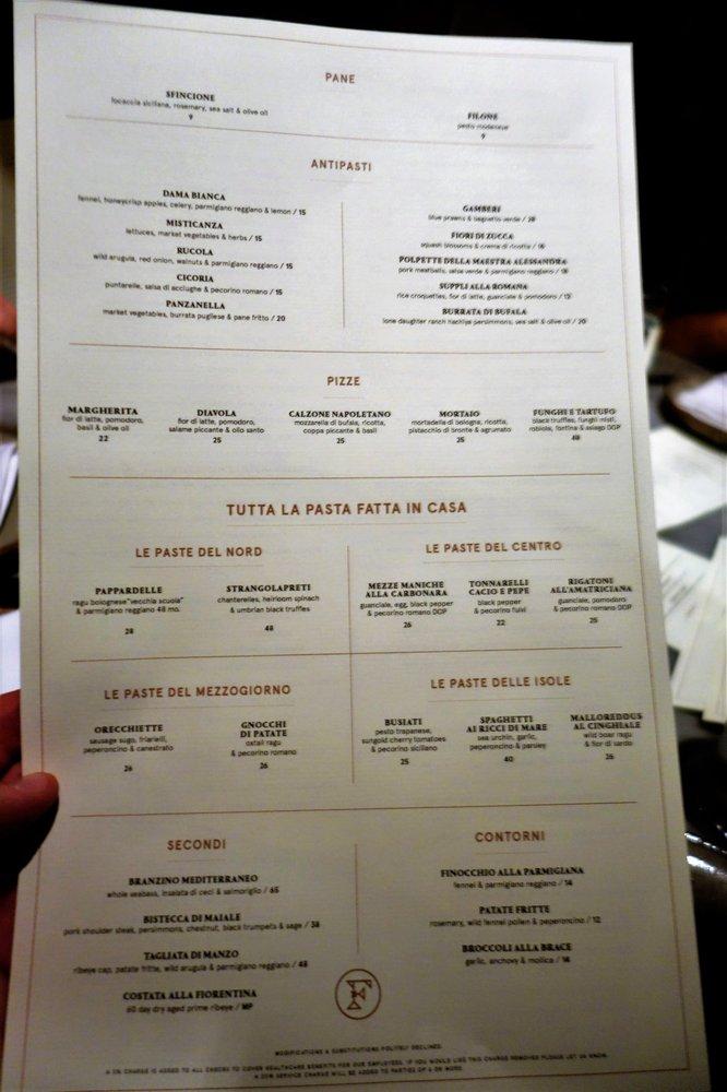 Menu at Felix Trattoria pub & bar, Culver City, Abbot Kinney Blvd