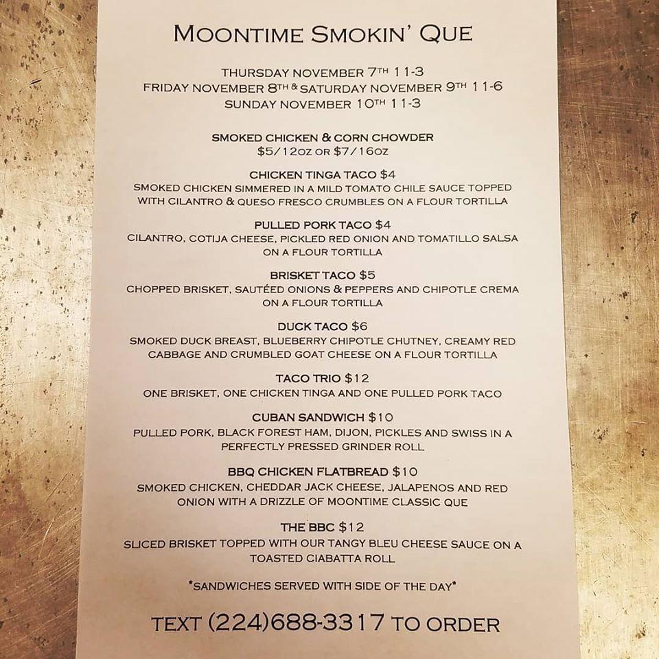 Menu at Moontime Smokin' Que BBQ, Crystal Lake, North Ave Ralph's ...