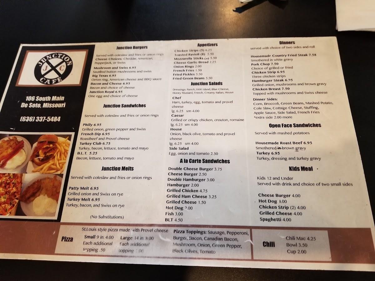 Menu at Junction Cafe, De Soto