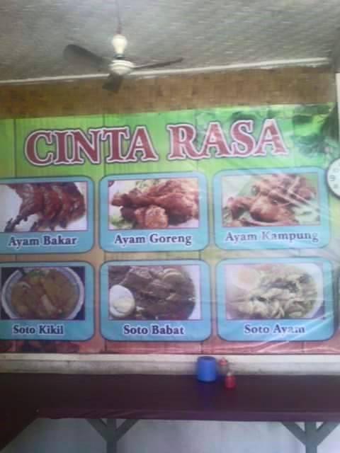Menu at CINTA RASA AYAM BAKAR restaurant, Karangtengah