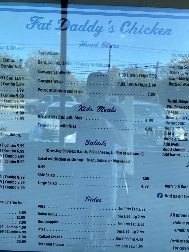 Menu at Fat Daddy's Chicken restaurant, Austin