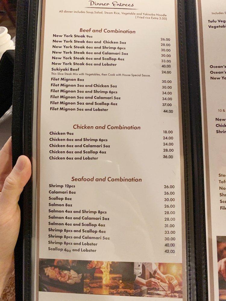 Menu at Fuji Teppanyaki & Sushi restaurant, Lynnwood