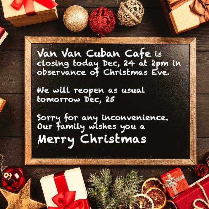 Menu at Van Van Cuban Cafe, Naples