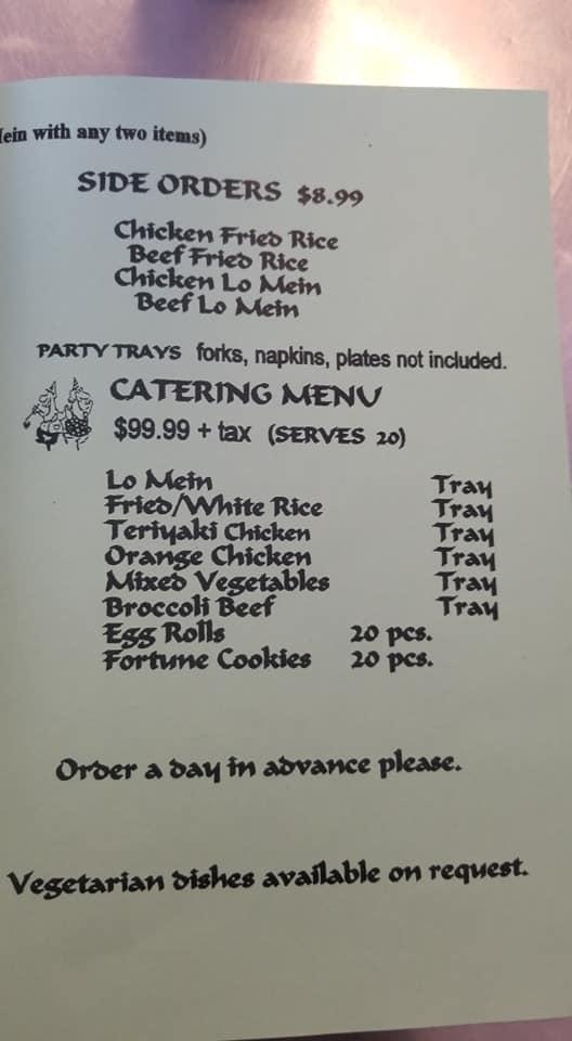 Menu at Beijing Express restaurant, La Mesa, Broadway