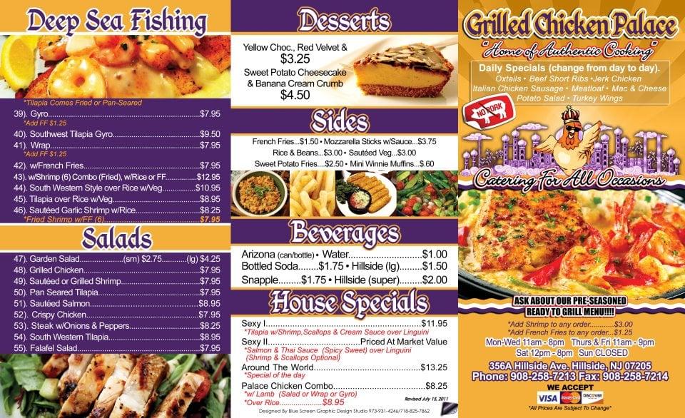 Menu at Grilled Chicken Palace restaurant, Hillside