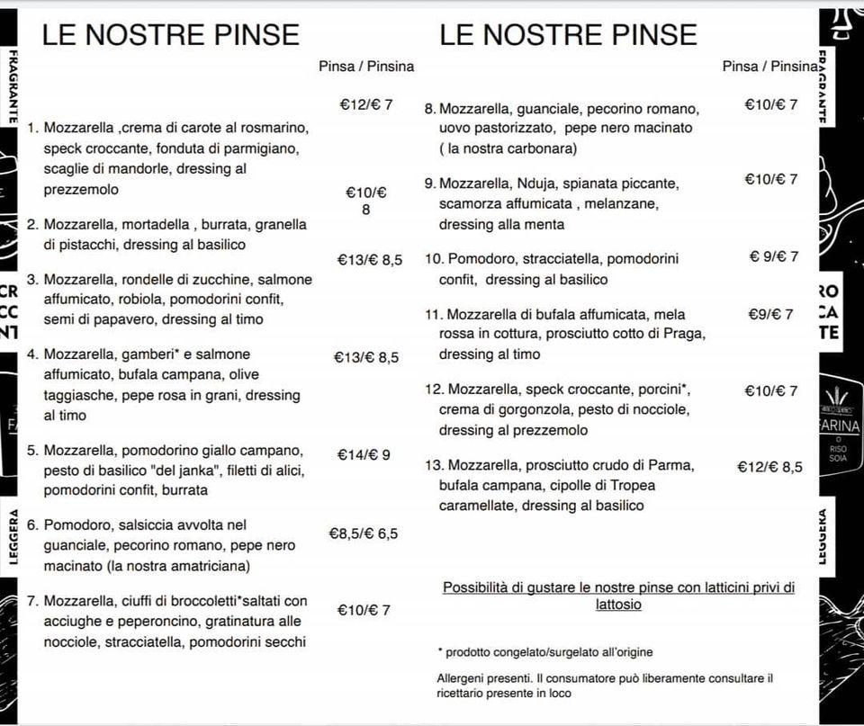 Menu at Antico Granaio Pinseria pizzeria, Vigevano