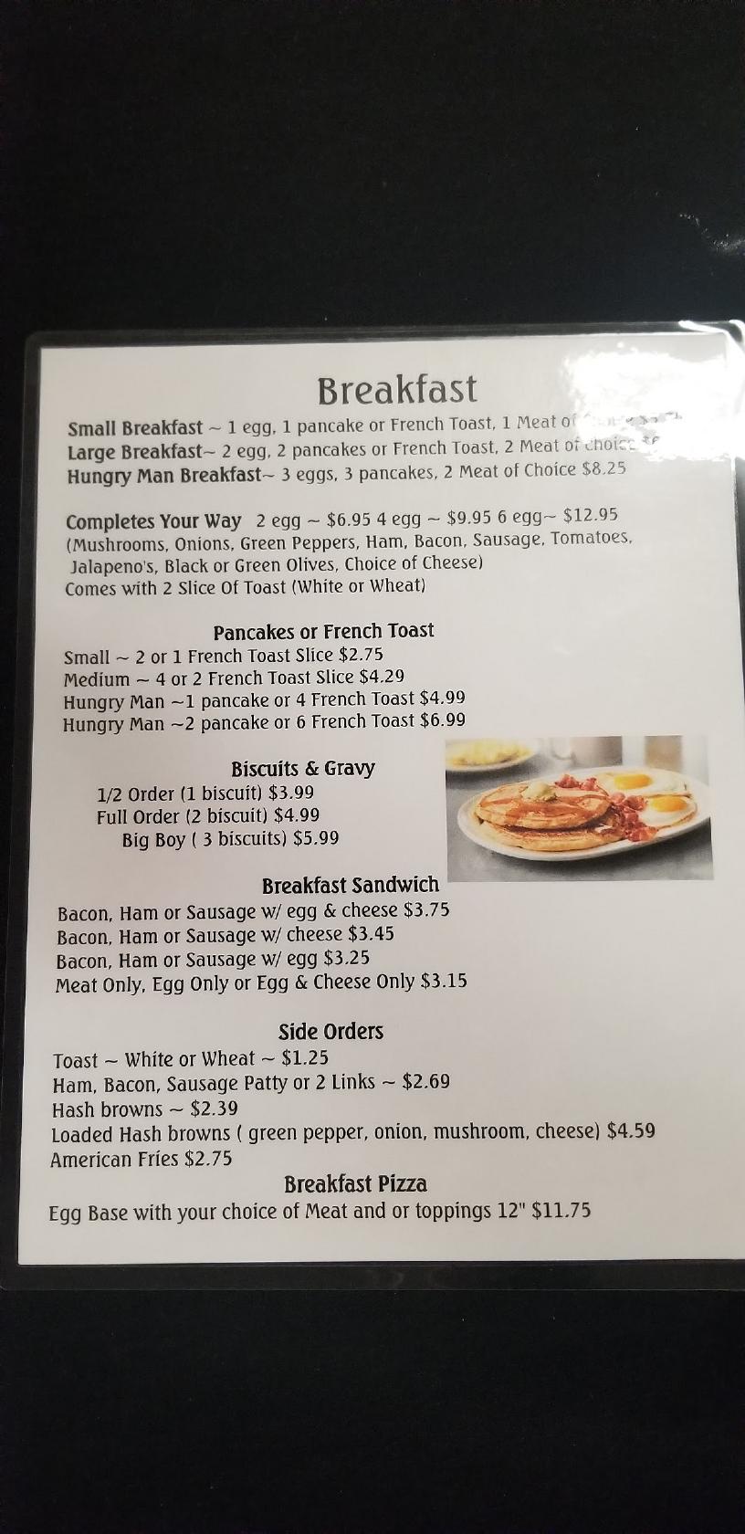 Menu at Broken Wheel LLC restaurant, Kahoka