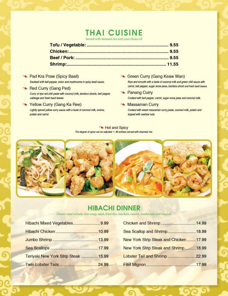 Menu at Chin Chin restaurant, Sparks
