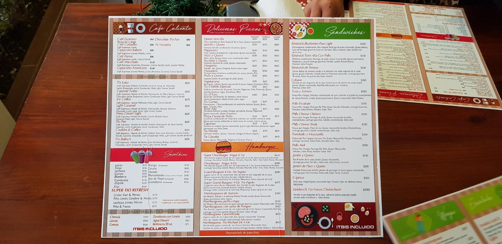 Menu at Tio Pan Restaurante, Puerto Plata
