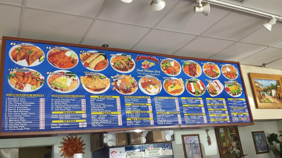 Menu at Arsenio's Mexican Food restaurant, Clovis, 497 Clovis Ave #201