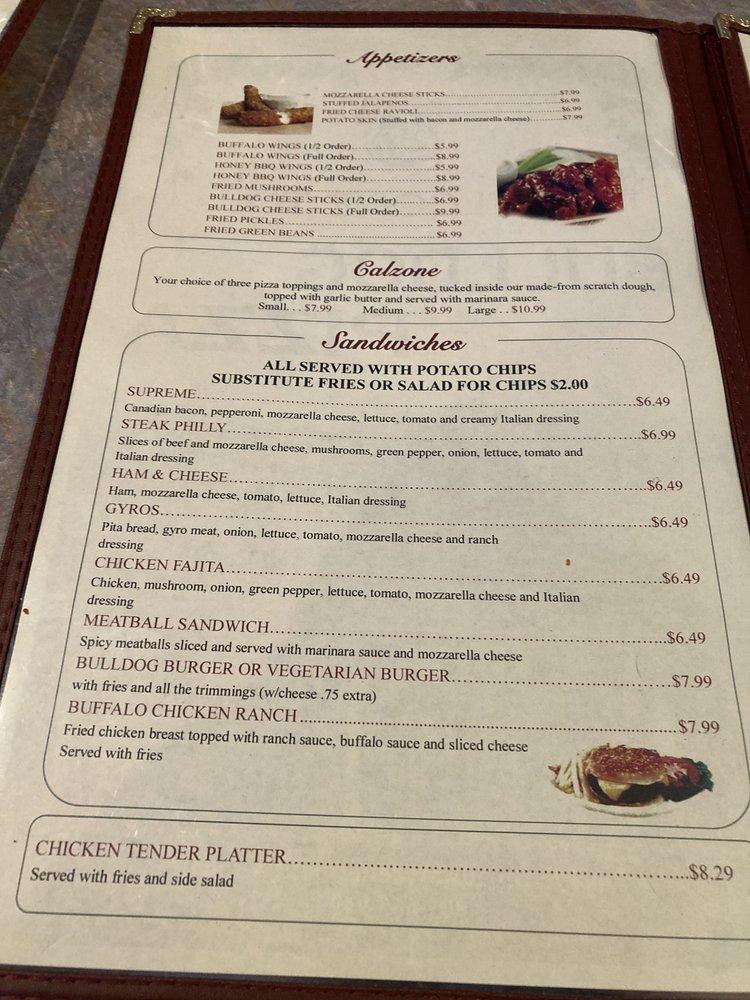 Menu at Bulldog Pizza pizzeria, Jefferson