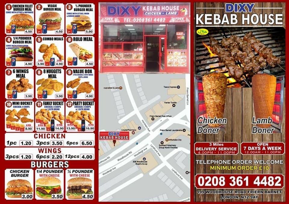 Menu at Woodhouse Kebab fast food, London, 199 Woodhouse Rd