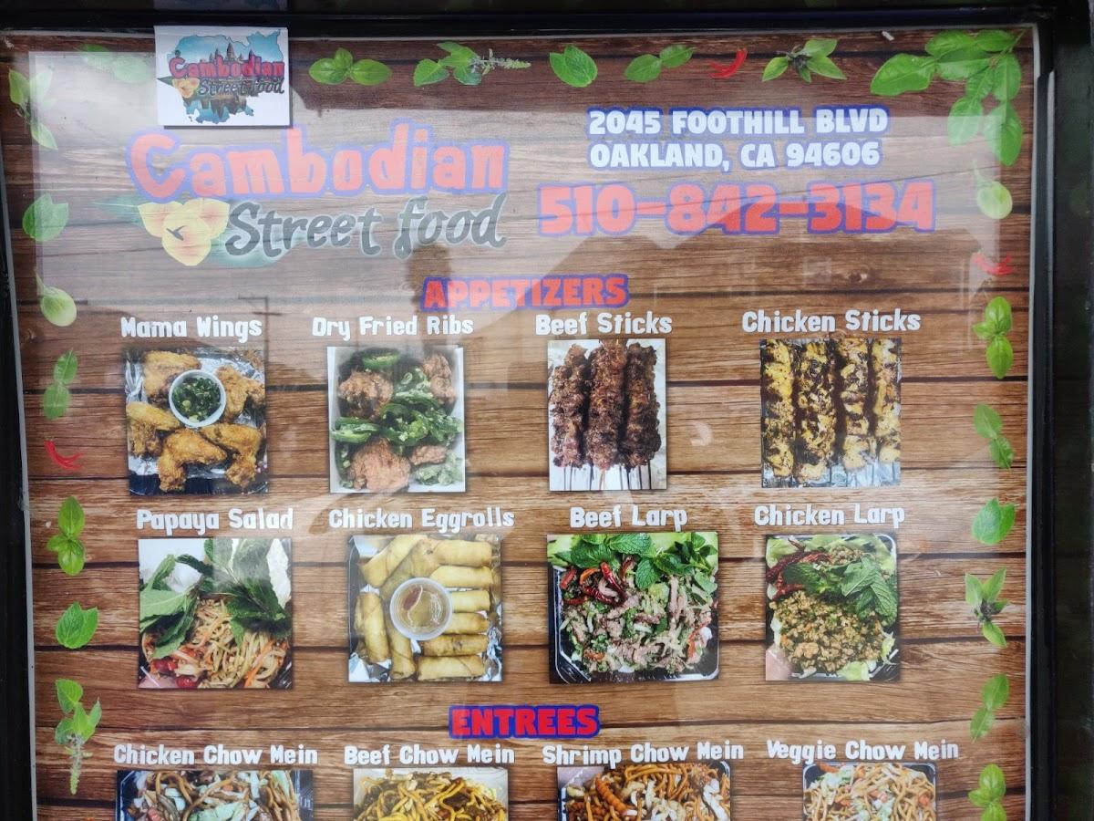 Menu at Cambodian Street Food restaurant, Oakland