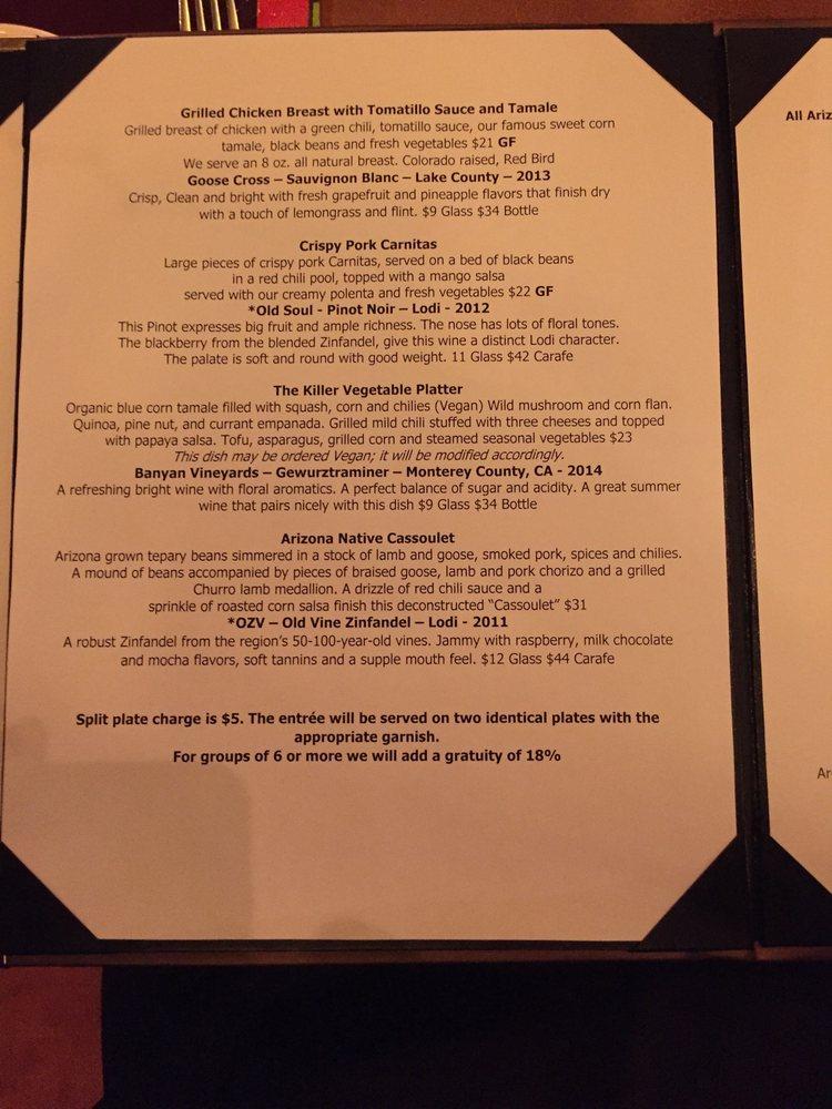Menu at Turquoise Room pub & bar, Winslow