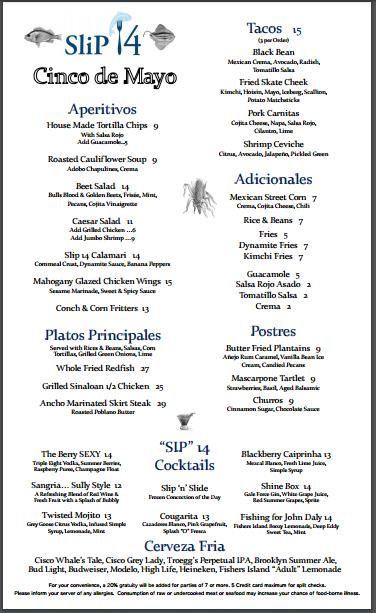 Menu at Slip 14 pub & bar, Nantucket
