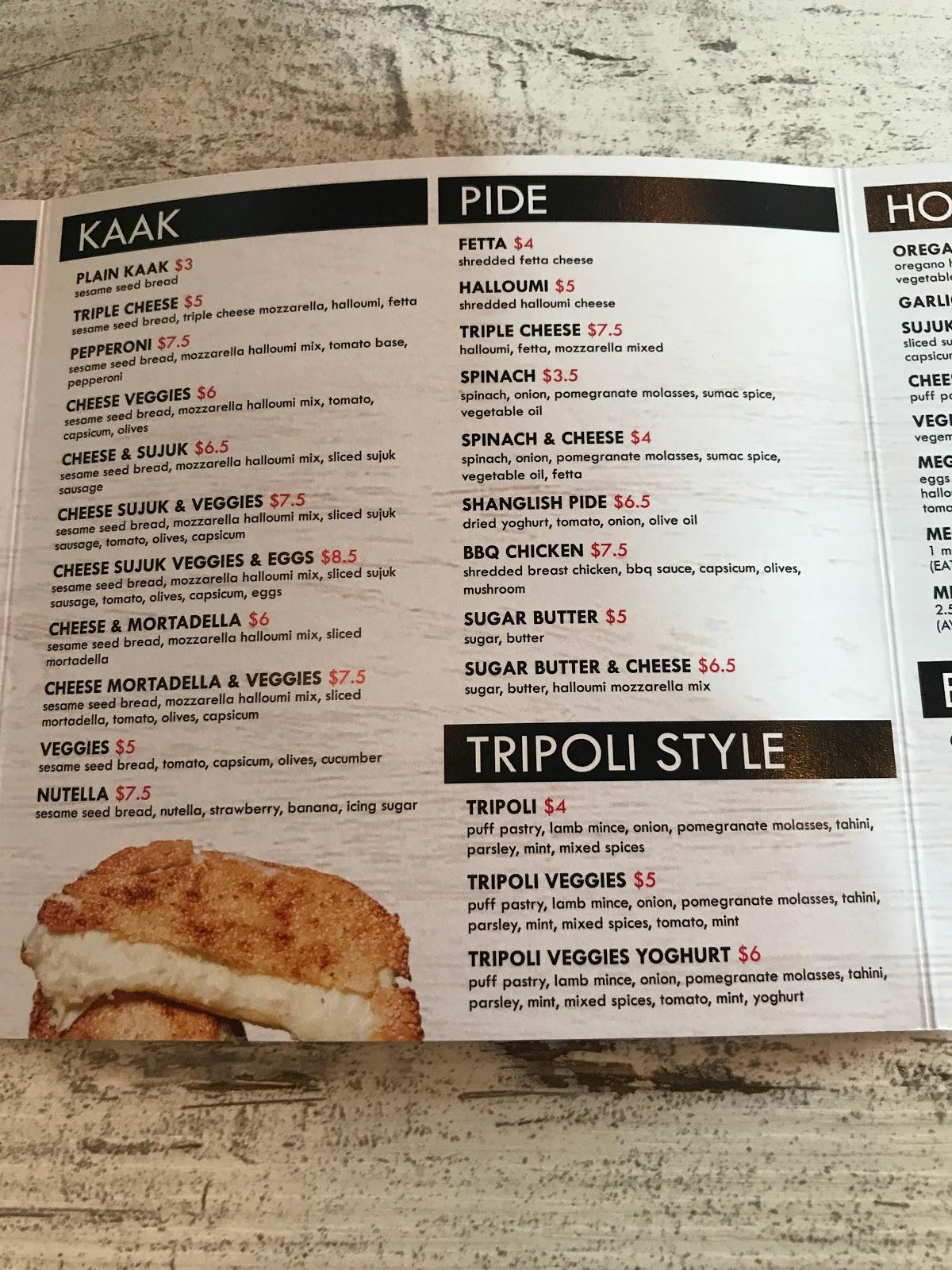 Menu at Sydney Manoosh Chipping Norton restaurant, Chipping Norton