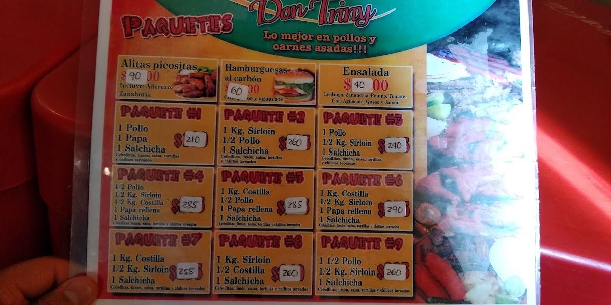 Menu at Don Triny restaurant, Ciudad Acuña, Calle Gral. Bravo 415