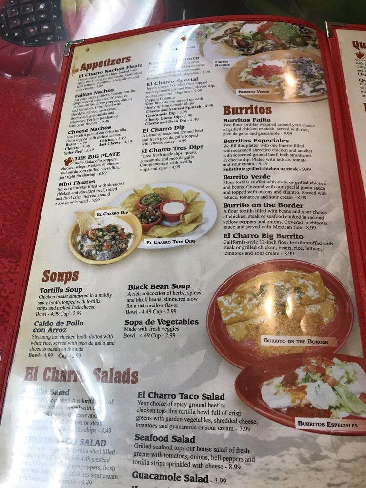 Menu at El Charro Mexican Restaurant, Somerset, S Hwy 27