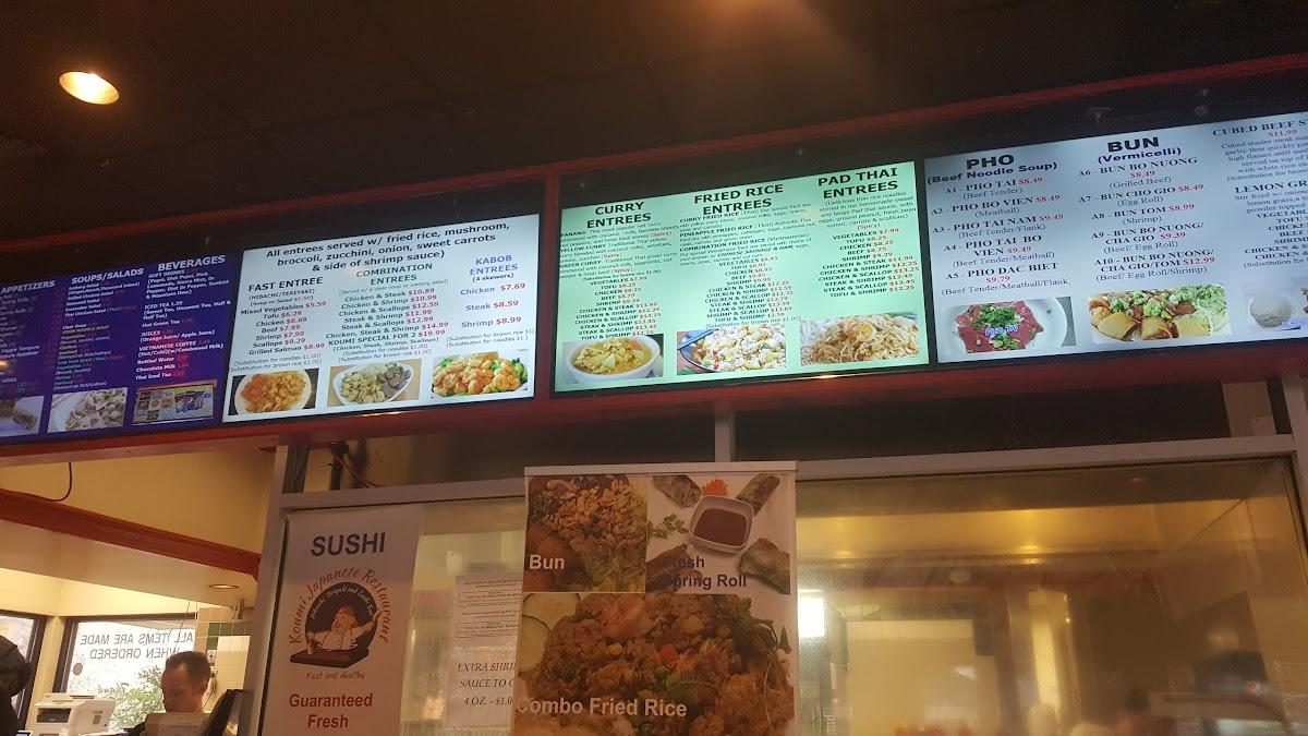 Menu at Koumi Japanese Restaurant, Durham