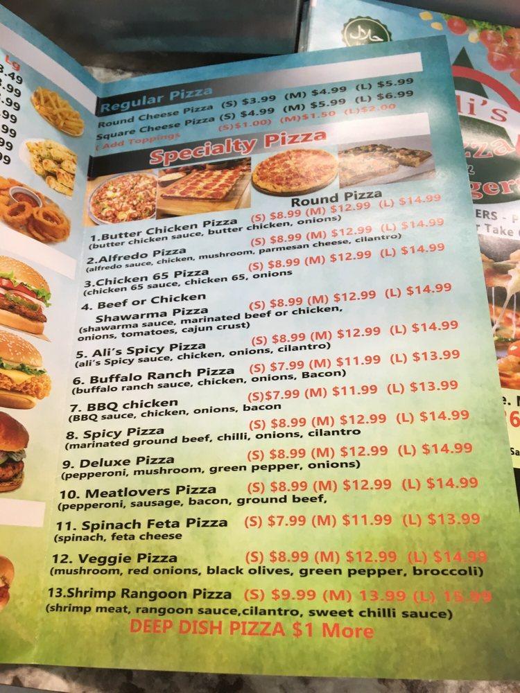 Menu at Ali's Pizza & Burgers pizzeria, Hamtramck