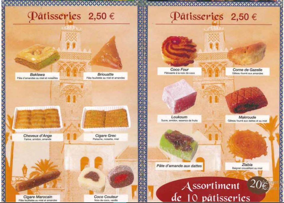 Menu at Le Marrakech restaurant, Breuillet