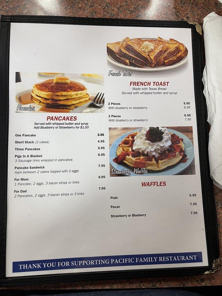 Menu at Pacific Family Restaurant, Pacific