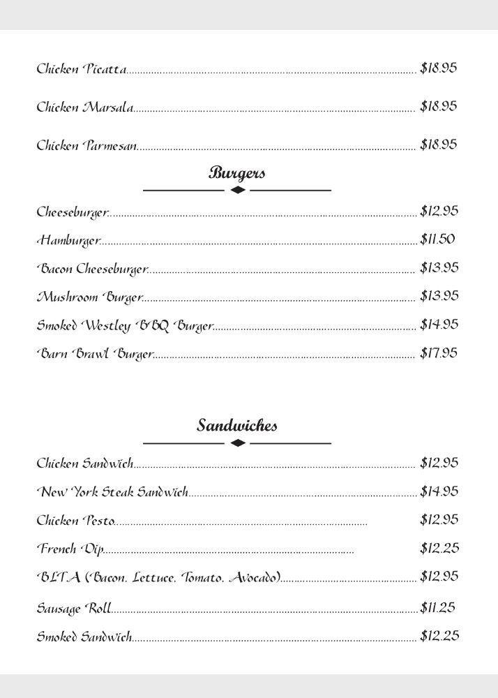 Menu at Westley's Bbq & Smokehouse, Westley, CA-33