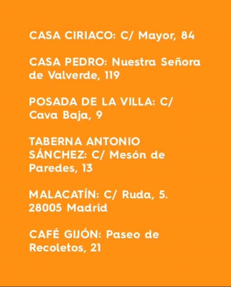 Carta del restaurante Casa Alberto, Madrid, Calle del las Huertas