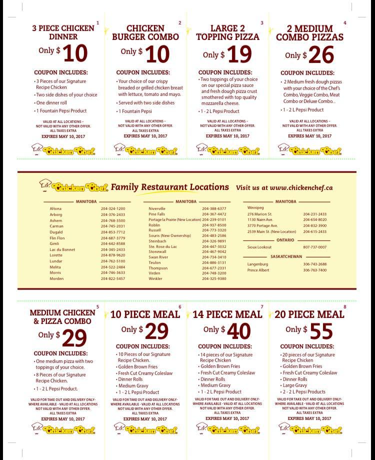 Menu at Chicken Chef restaurant, Carman