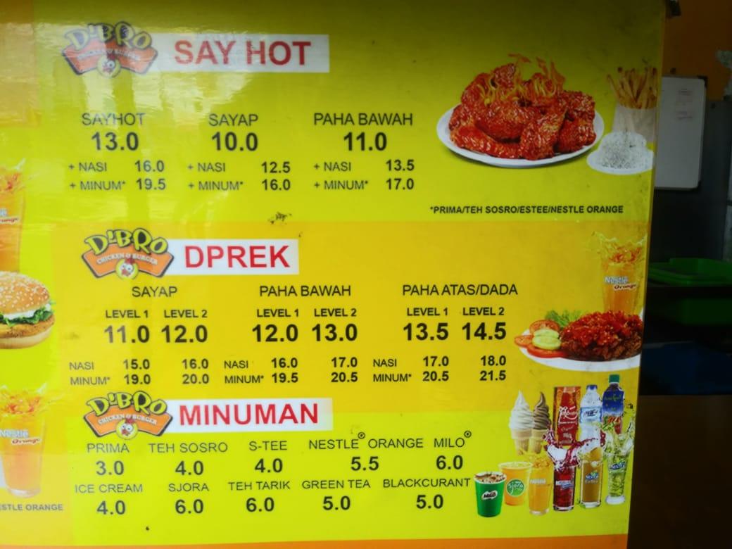 Menu at D'BRO CHICKEN & BURGER restaurant, Bekasi Regency, Jl. Antara 1 ...