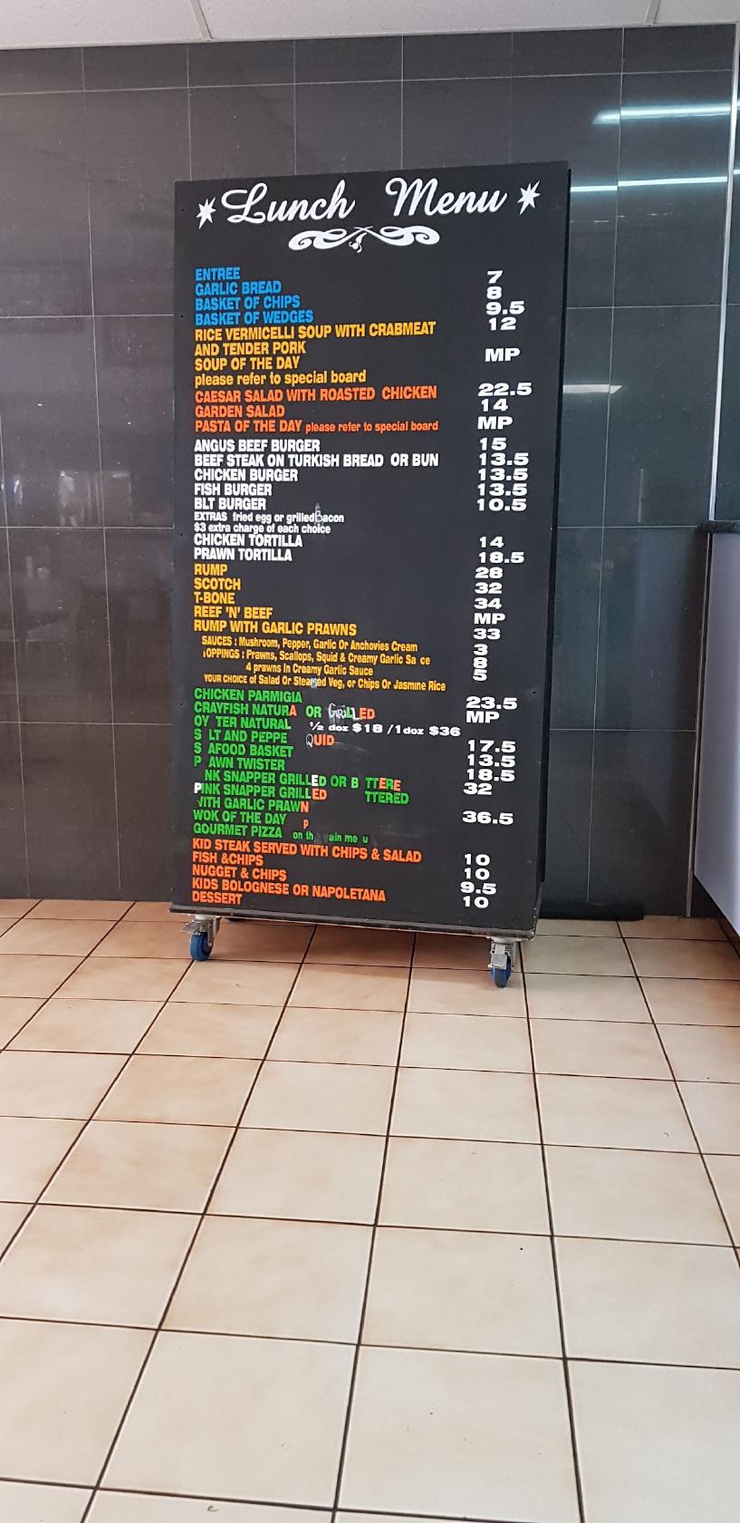 Menu at Kalbarri Motor Hotel, Kalbarri