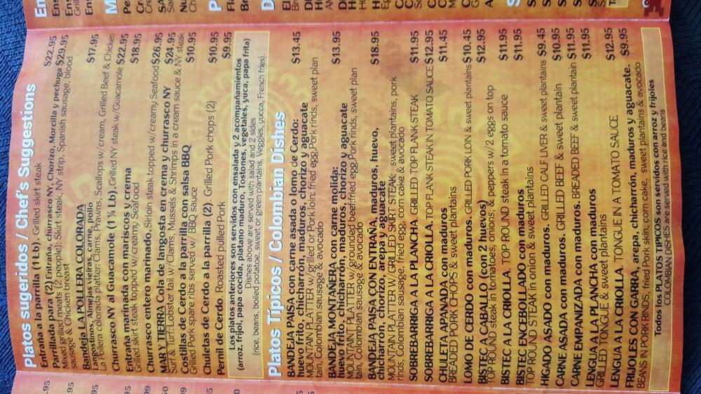 Menu at LA POLLERA COLORADA CLEARWATER restaurant, Clearwater