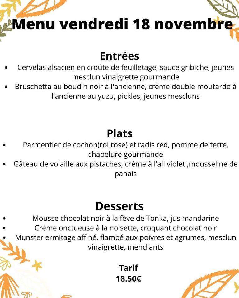 Menu au LE CONCEPT restaurant, Cigogné