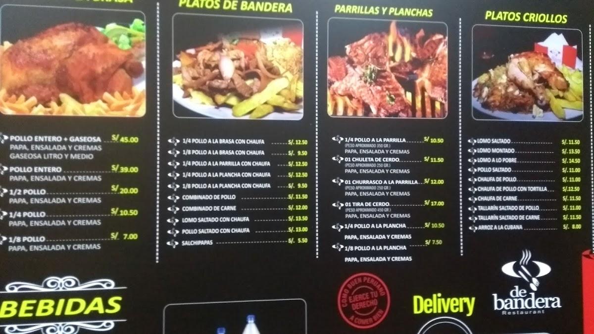 Menu at Restaurante De Bandera, Trujillo, Av. Jesús de Nazareth 26