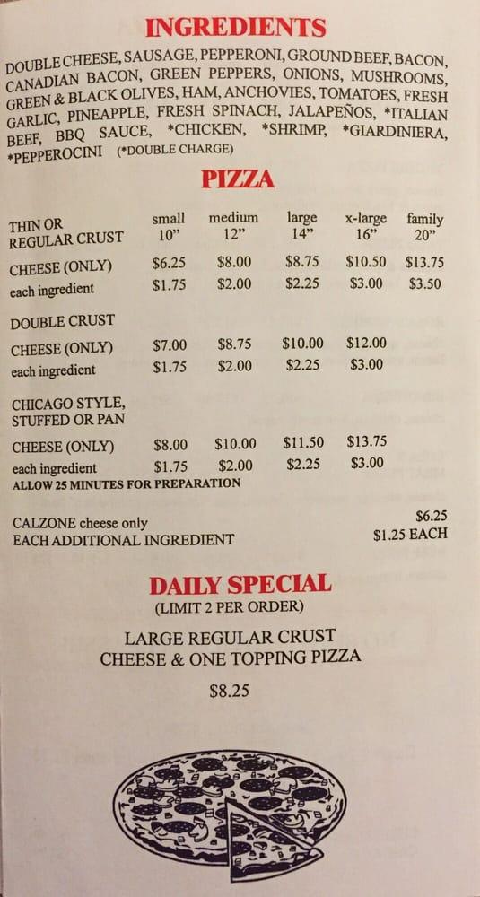 Menu at Rosa's Pizza & Italian Restaurant, Capron