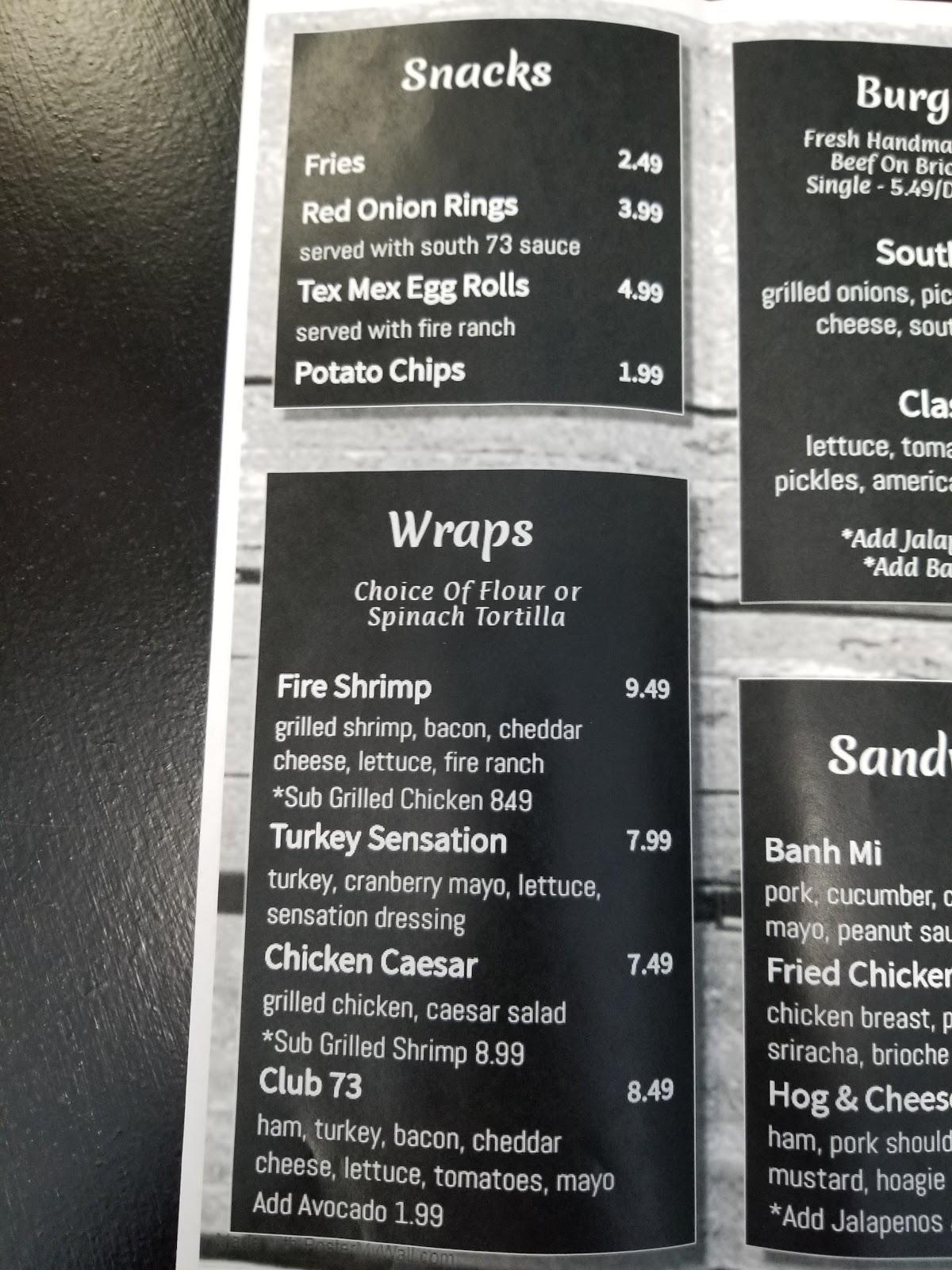 Menu at South 73 Lunchroom restaurant, Geismar, LA-73 g2