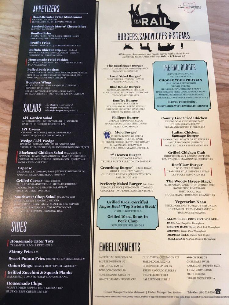 Menu at The Rail - Dublin pub & bar, Dublin
