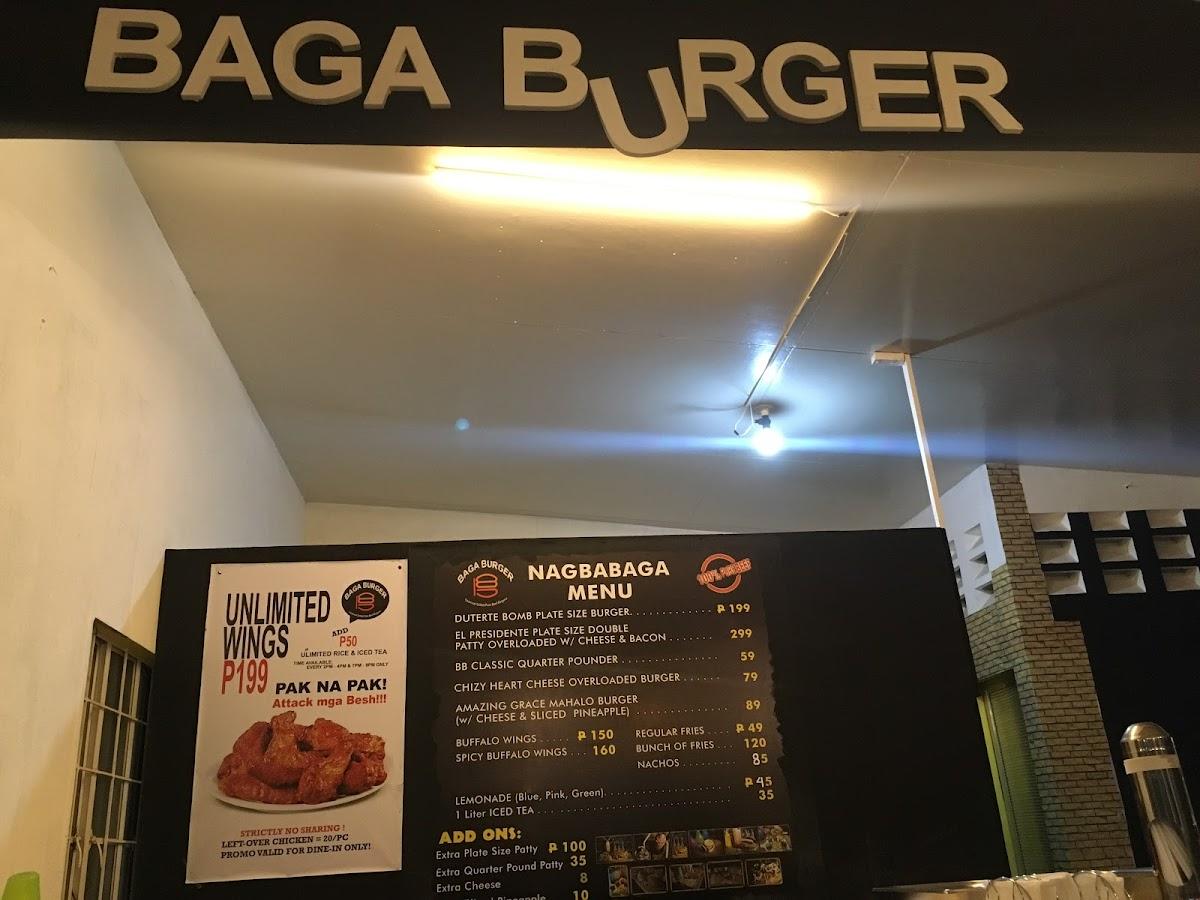 Carta del restaurante Baga Burger, Tayug