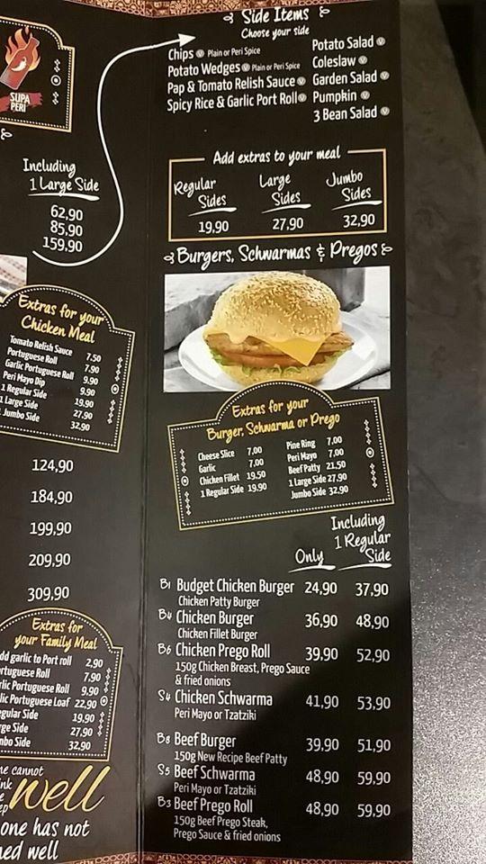 Menu at Barcelos Flame Grilled Chicken Ventersdorp, Ventersdorp