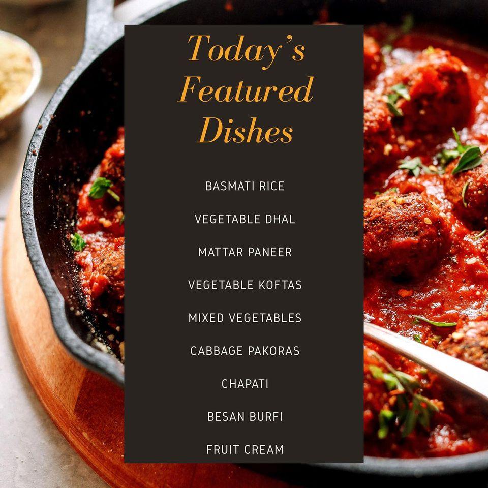 Menu at Govinda's restaurant, Toronto