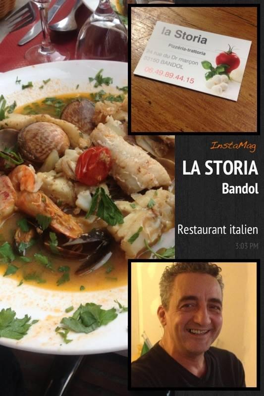 Menu at La Storia restaurant, Bandol