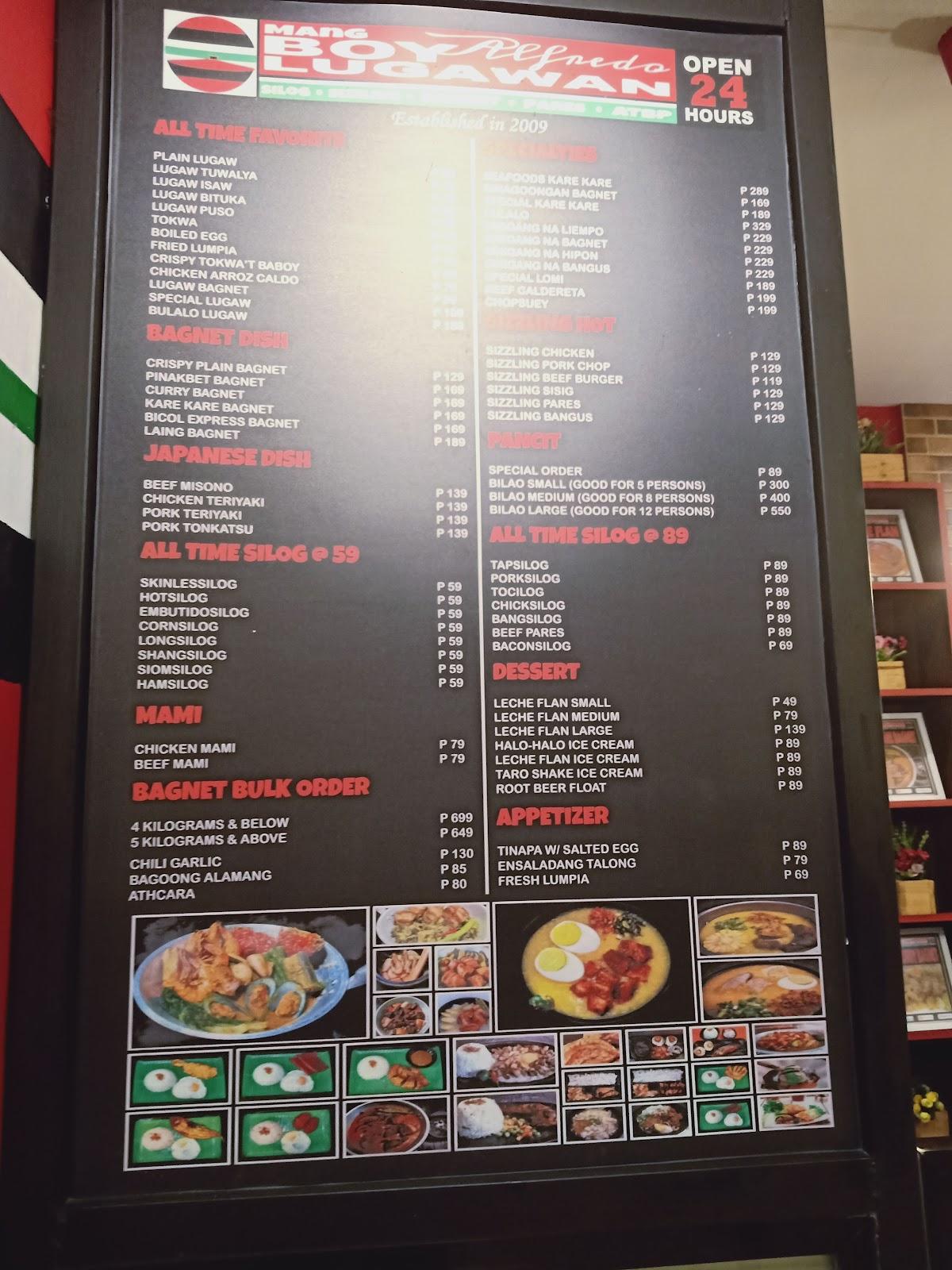 Menu at Mang BoyAlfredo Lugawan restaurant, Caloocan, 1500 North