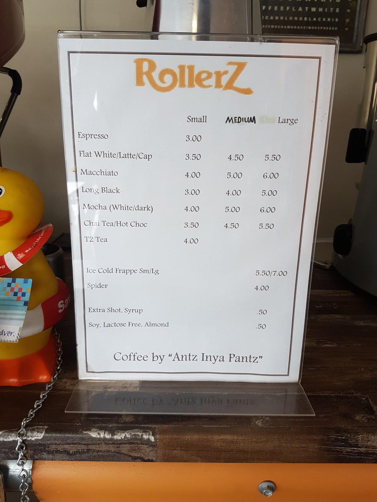 Menu at Rollerz Cafe, Malaga, Unit 7/9 Bonner Dr