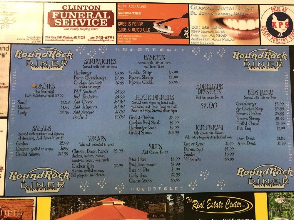 Menu at Rockin Robin's 50’s Diner desserts, Greers Ferry