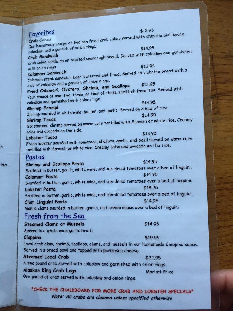 Menu at Santa Barbara Shellfish Company, Santa Barbara