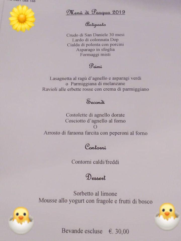 Menu da Trattoria pizzeria La Boschetta da Checco, San Valentino