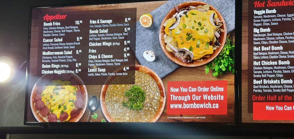 Menu at BOMBOWICH pizzeria, Newmarket