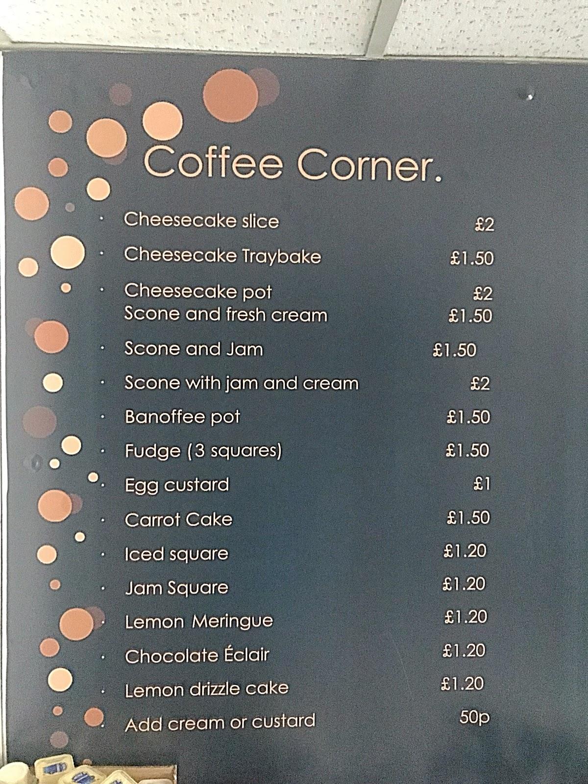 Menu at Coffee Corner cafe, Doncaster