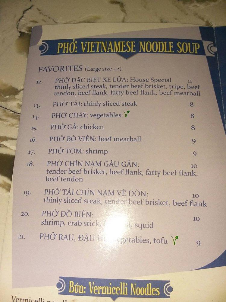 Menu at Pho 77 Rialto restaurant, Rialto